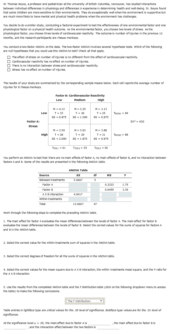 W. Thomas Boyce, a professor and pediatrician at the | Chegg.com