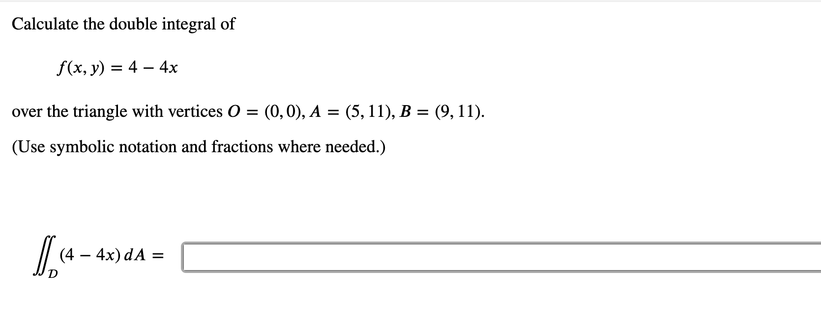Solved Compute the double integral || (-6)dA over the region | Chegg.com