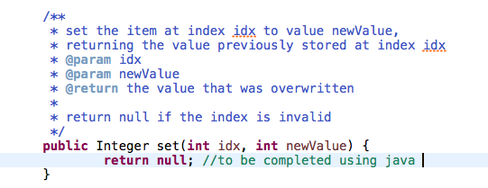 * set the item at index idx to value newValue, * | Chegg.com