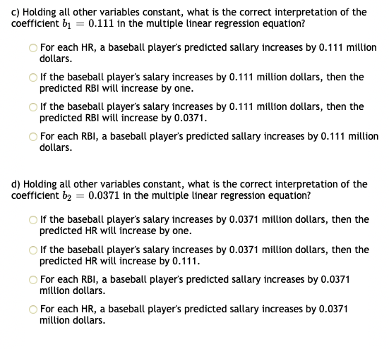 Solved We wish to predict the salary for baseball players | Chegg.com