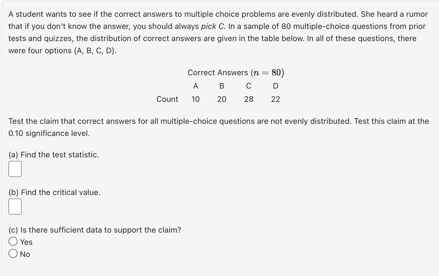 Solved A student wants to see if the correct answers to | Chegg.com