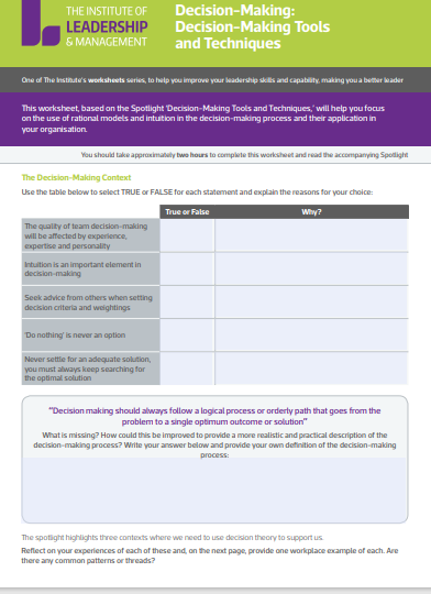 Solved Decision Making is a complicated but necessary | Chegg.com