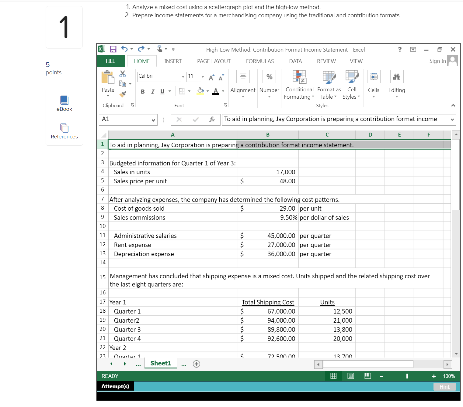 Solved 1. Analyze a mixed cost using a scattergraph plot and | Chegg.com