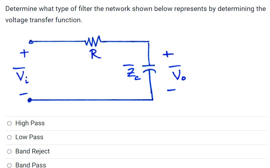 Solved Determine what type of filter the network shown below | Chegg.com