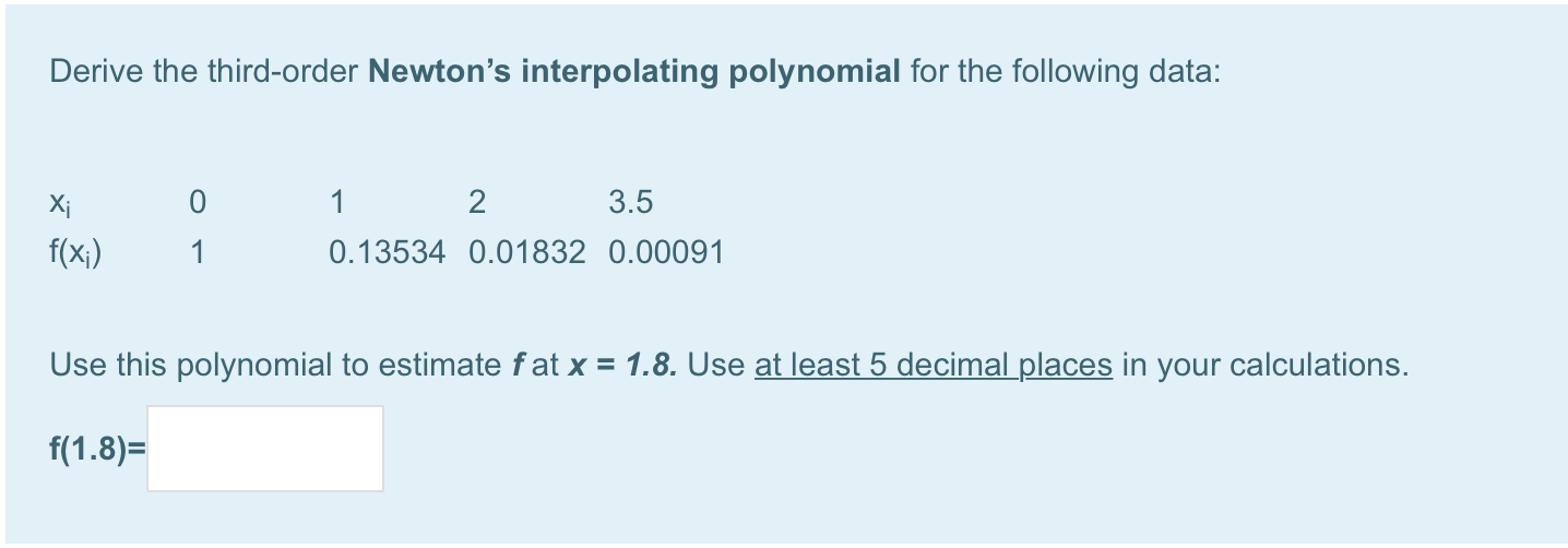 Solved Derive the third-order Newton's interpolating | Chegg.com