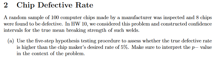 Solved 2 Chip Defective Rate A random sample of 100 computer | Chegg.com