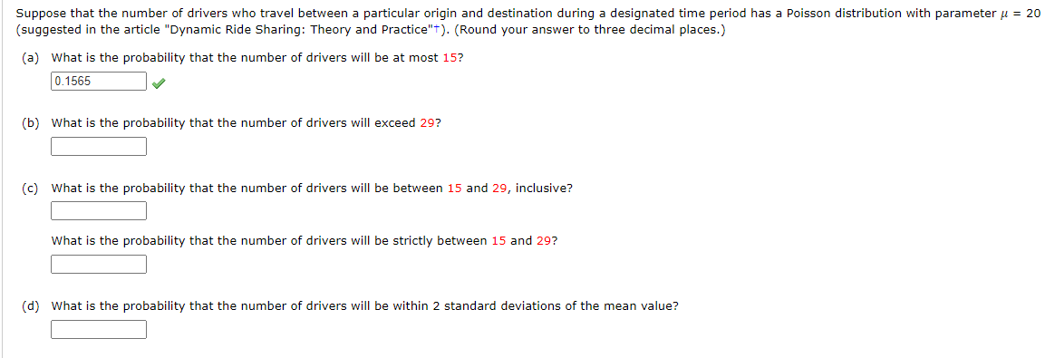 Solved Suppose that the number of drivers who travel between | Chegg.com