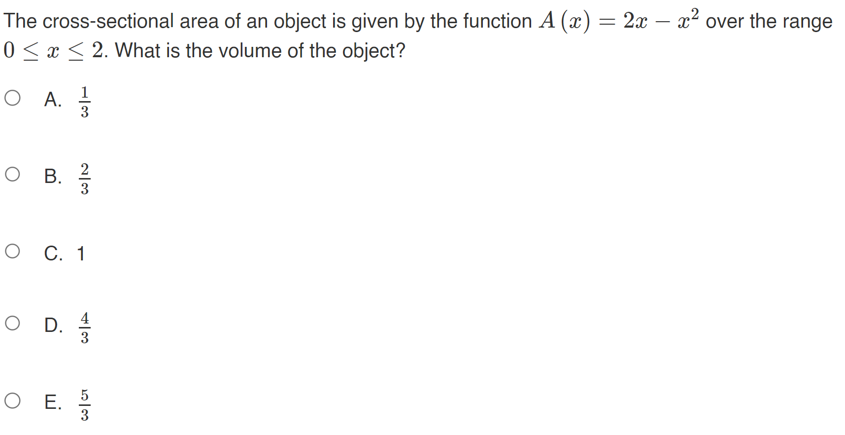 Solved The cross-sectional area of an object is given by the | Chegg.com