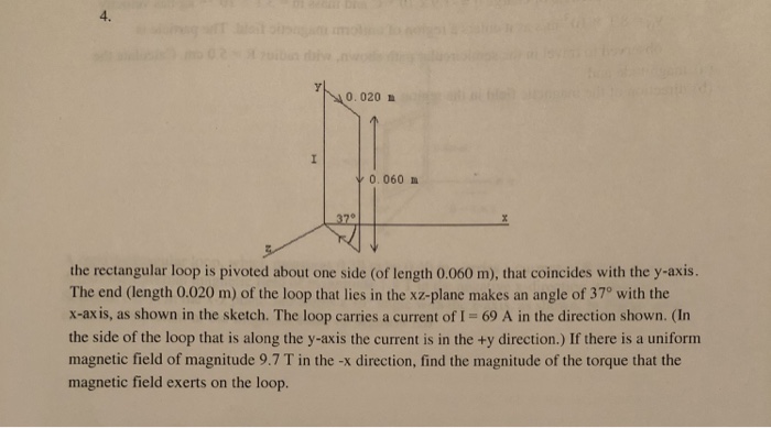 Solved 4. 0. 020 n 0.060 m the rectangular loop is pivoted | Chegg.com