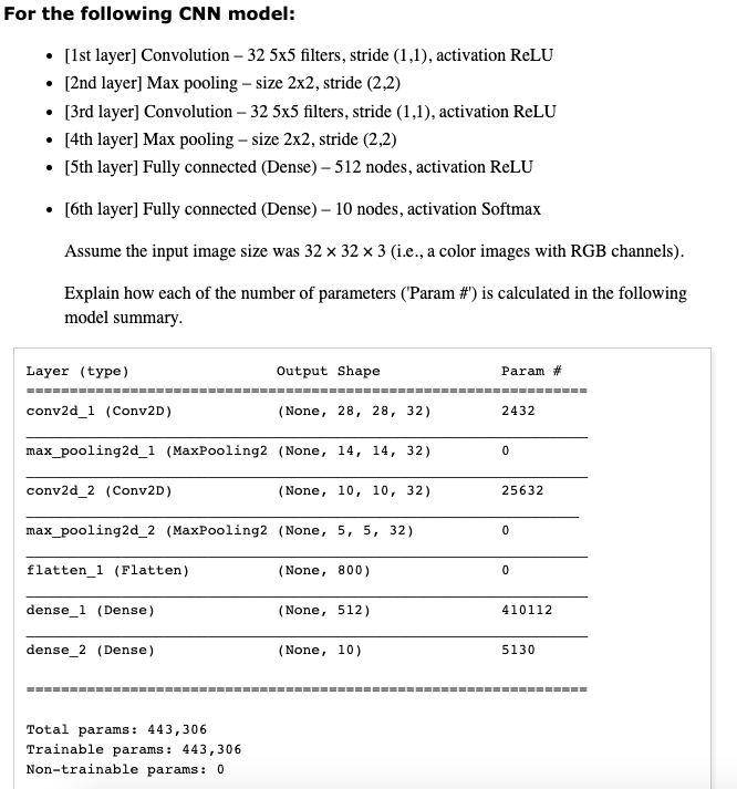 Solved For the following CNN model: • [1st layer] | Chegg.com