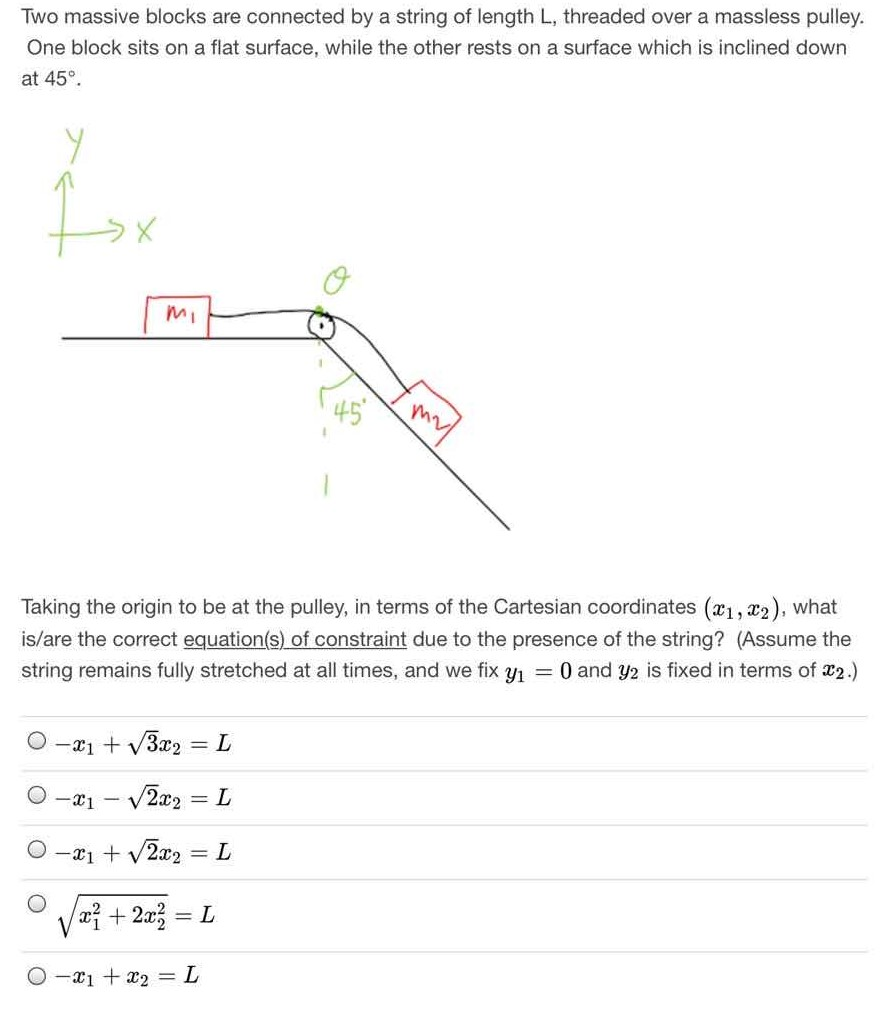 Solved Two massive blocks are connected by a string of | Chegg.com