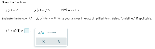Solved Given the functions: f(x) = 4x g(x) = |x-3 H (2) = 70 | Chegg.com