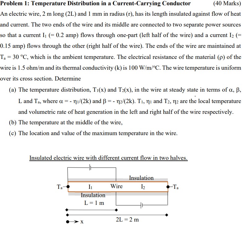 Solved Problem 1: Temperature Distribution in a | Chegg.com