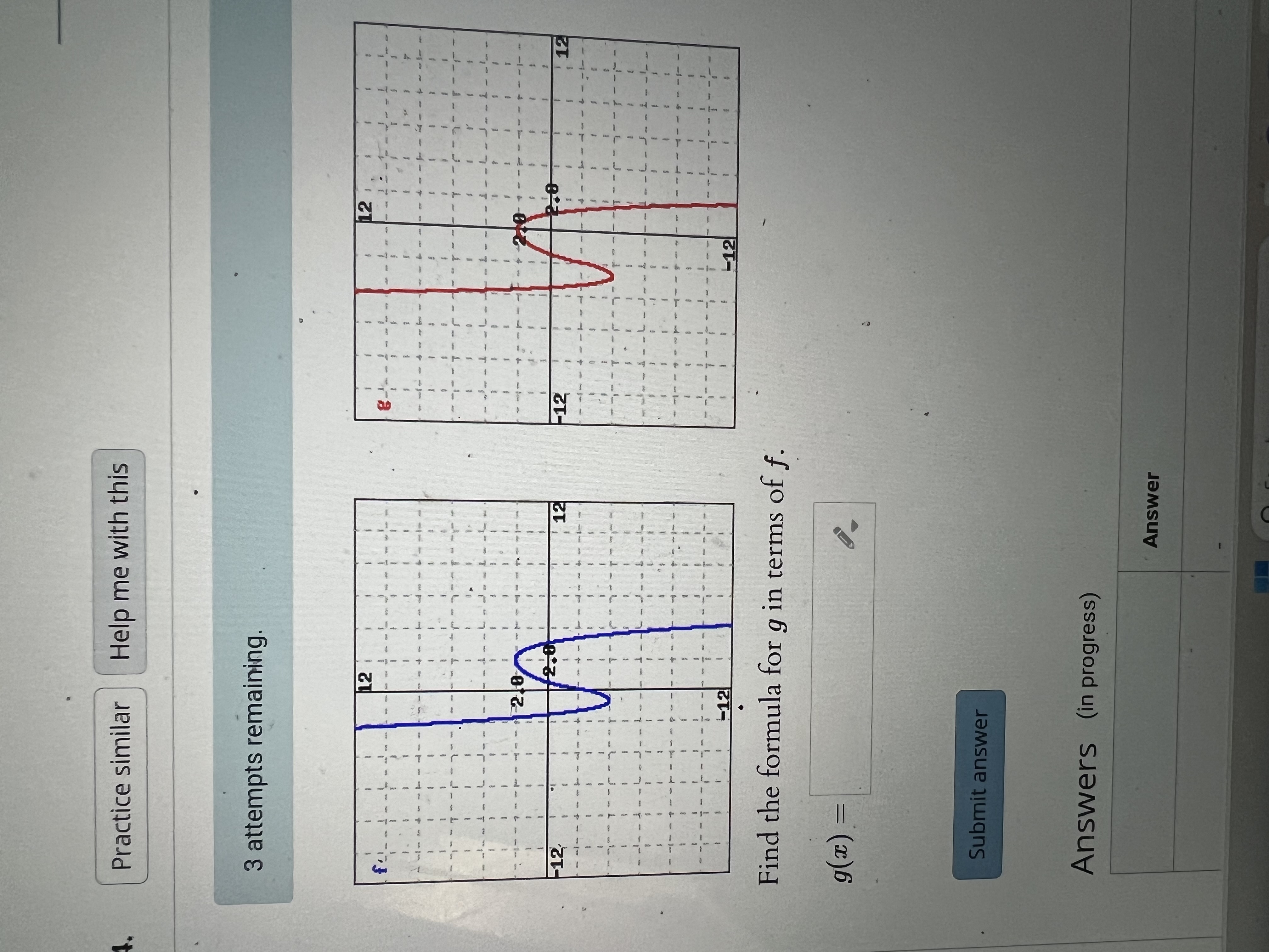 Solved Find the formula for g in terms of f . ﻿g(x) | Chegg.com