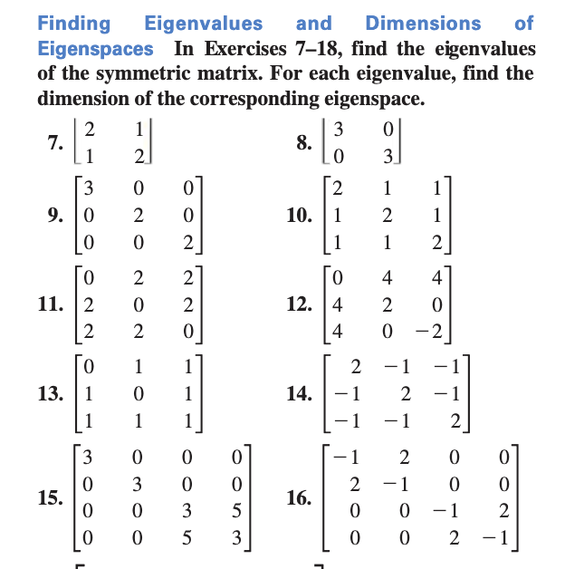 Solved Finding Eigenvalues and Dimensions of Eigenspaces In | Chegg.com