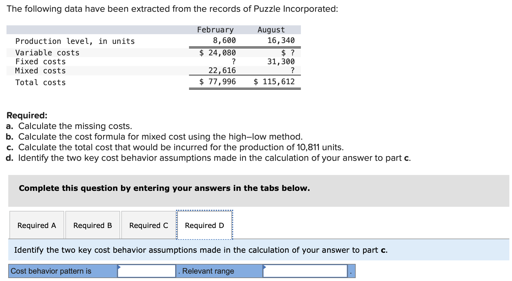 Solved The Following Data Have Been Extracted From The