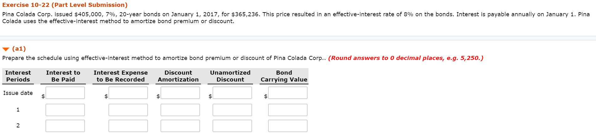 Solved Exercise 10-22 (Part Level Submission) Pina Colada | Chegg.com