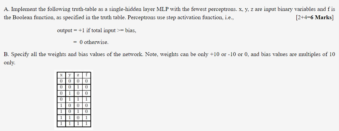 Solved A. Implement the following truth-table as a | Chegg.com