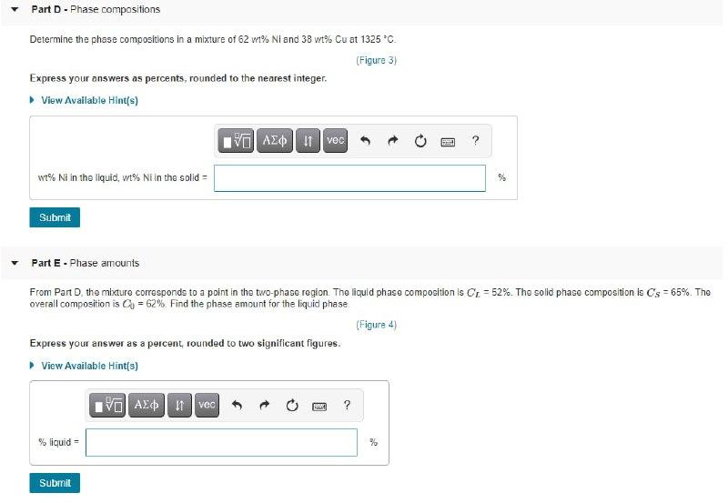 Solved Part D-Phase compositions Determine the phase | Chegg.com