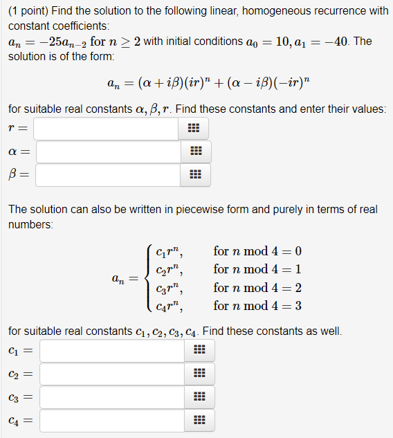 Solved (1 point) Find the solution to the following linear, | Chegg.com