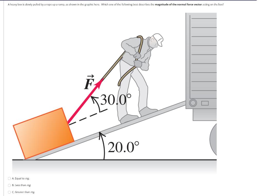 Solved A heavy box is slowly pulled by a rope up a ramp, as | Chegg.com