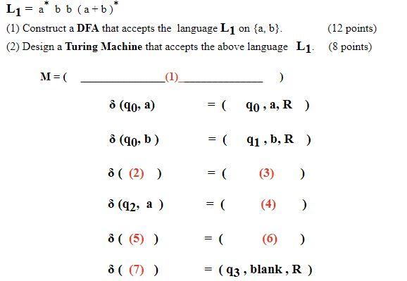 Solved Construct a DFA that accepts the language L1 on {a, | Chegg.com