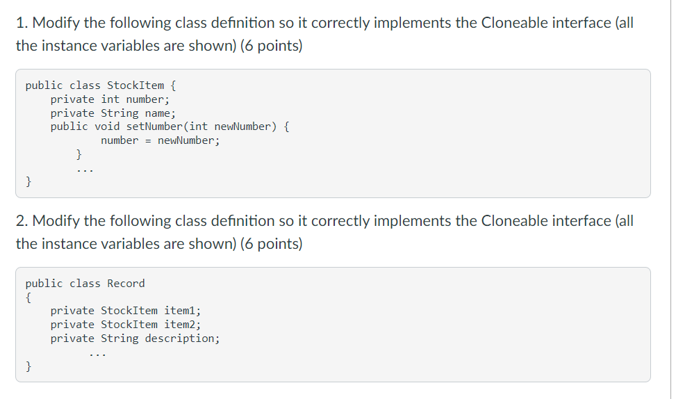 Solved 1. Modify the following class definition so it | Chegg.com