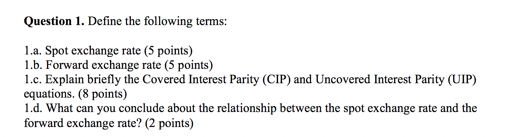 Solved Question 1. Define the following terms: 1.a. Spot | Chegg.com