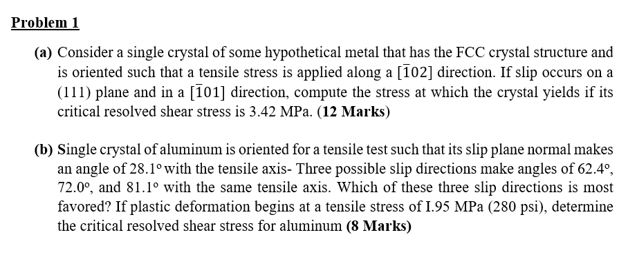 Solved Problem 1(a) ﻿Consider a single crystal of some | Chegg.com