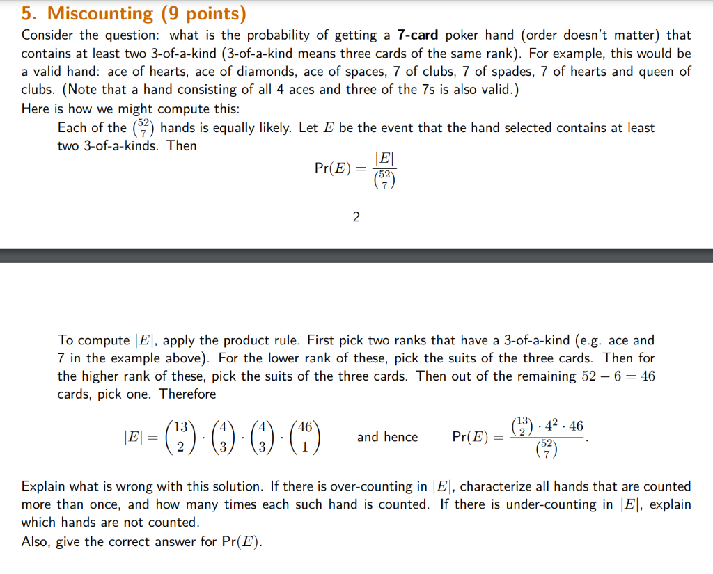 5. Miscounting (9 points) Consider the question: what | Chegg.com