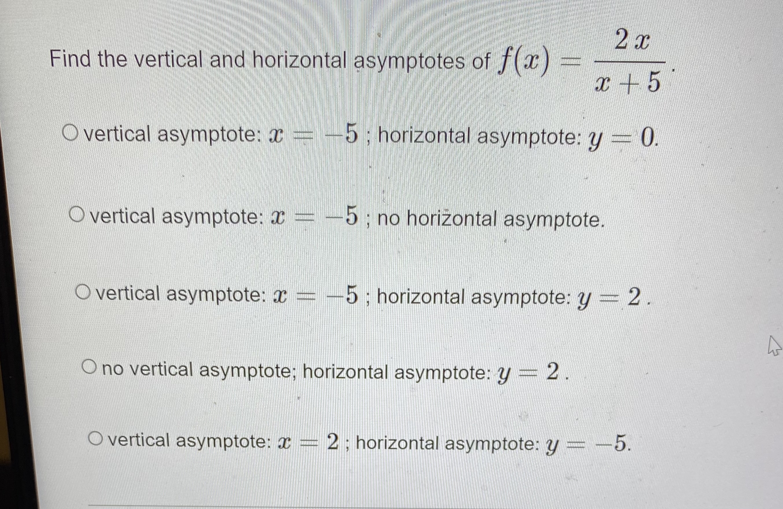 Solved Find the vertical and horizontal asymptotes of | Chegg.com