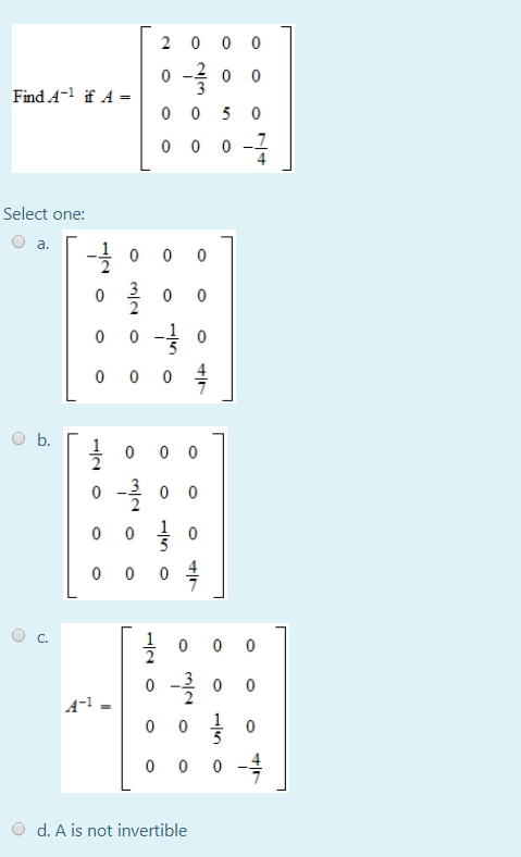 Solved Find A using the matrix inversion algorithm, where 1 | Chegg.com