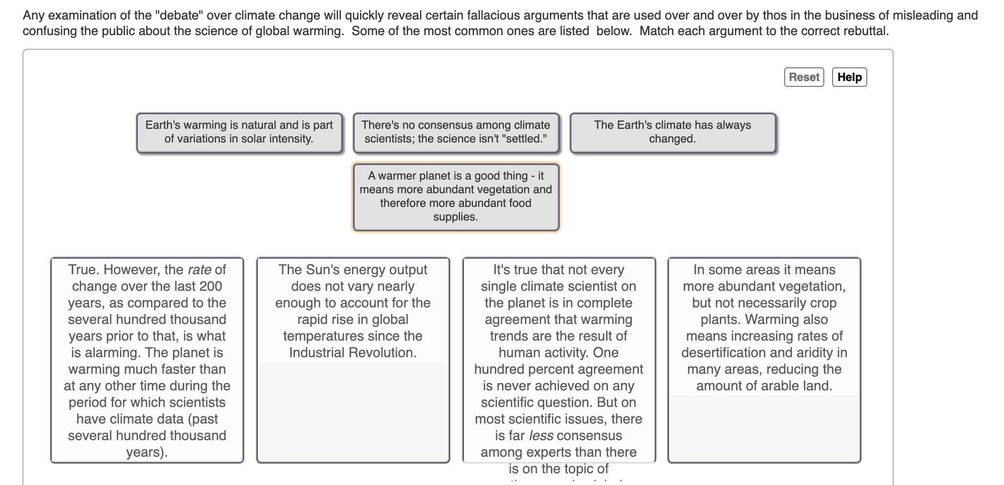 Solved Any examination of the "debate" over climate change | Chegg.com