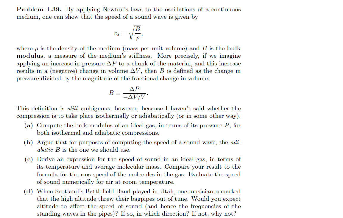 Solved Problem 1.39. By applying Newton's laws to the | Chegg.com