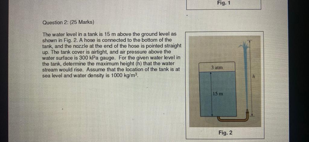 Solved Fig. 1 Question 2: (25 Marks) The water level in a | Chegg.com