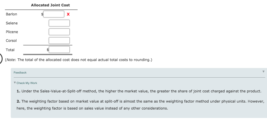 Solved Sales Value At Split Off Method Alomar Company 1932