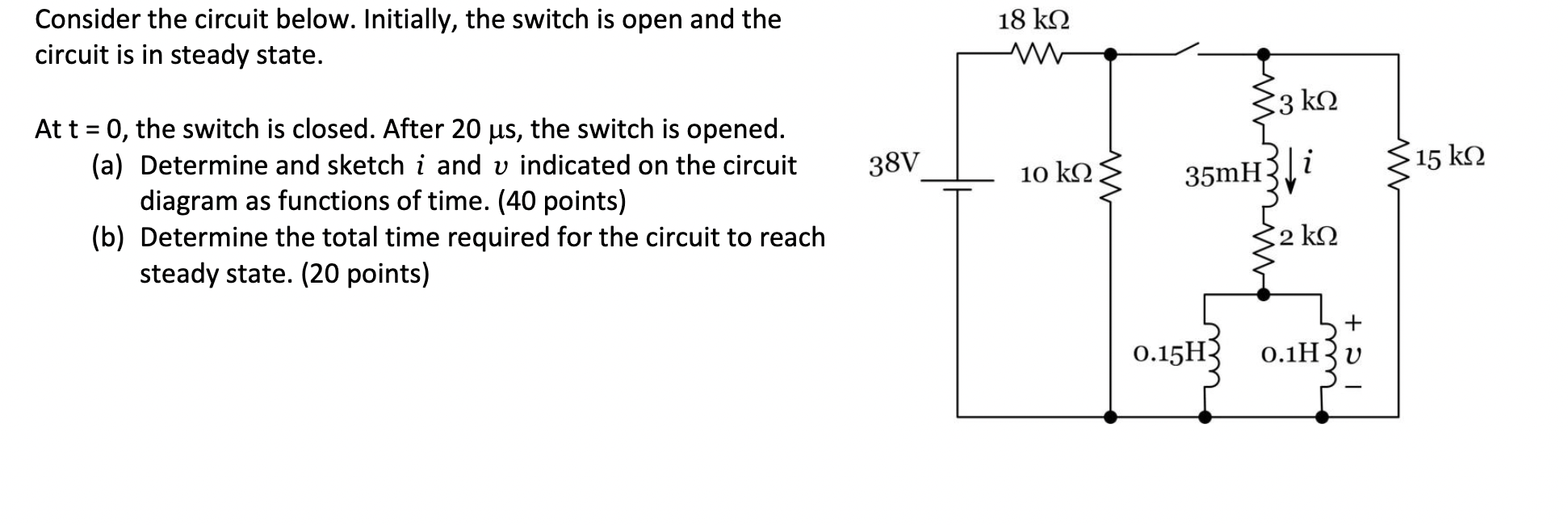 Solved Consider the circuit below. Initially, the switch is | Chegg.com