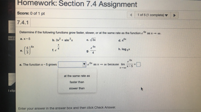 Solved Homework Section 7 4 Assignment Score 0 Of 1 Pt 1