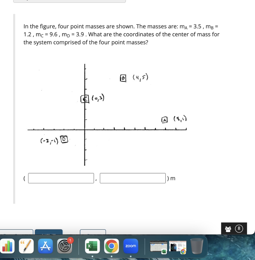 Solved In the figure, four point masses are shown. The | Chegg.com