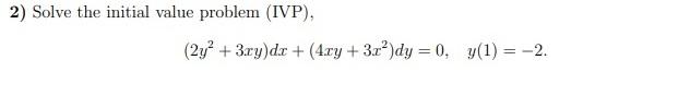 2) Solve the initial value problem (IVP), | Chegg.com
