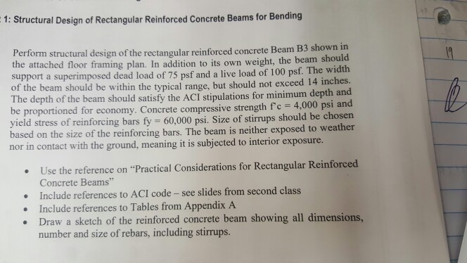 Solved 1: Structural Design of Rectangular Reinforced | Chegg.com