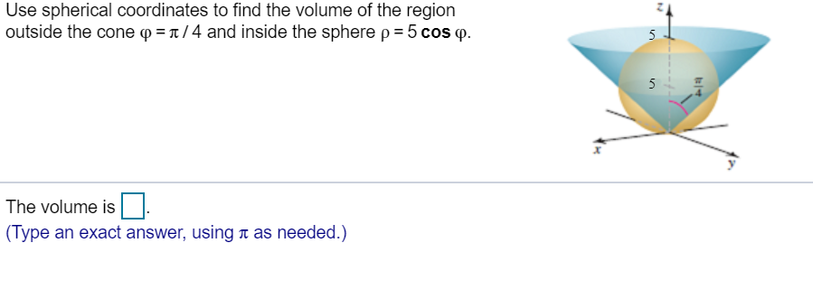 Solved Use spherical coordinates to find the volume of the | Chegg.com