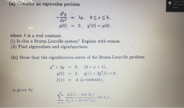 Solved A Consider An Eigenvalue Problem Click On Pdf Doc 7853