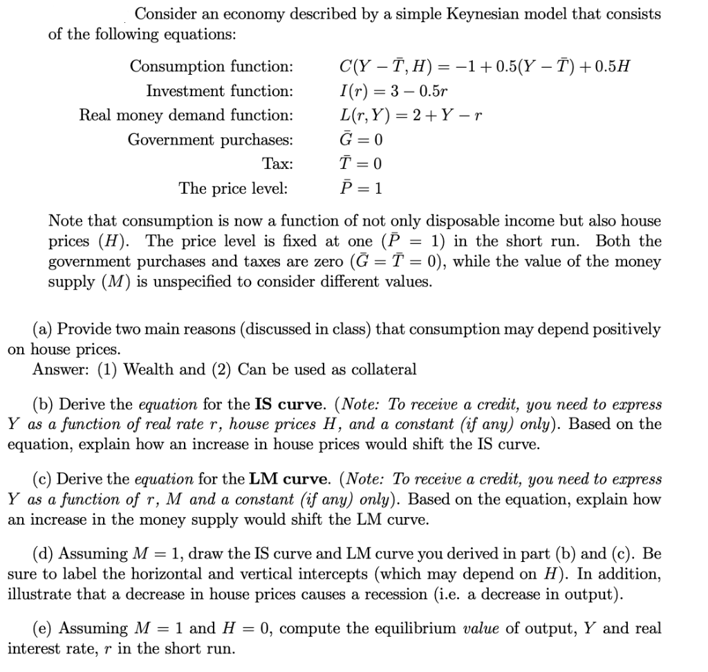 Solved Consider an economy described by a simple Keynesian | Chegg.com