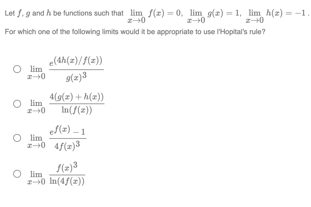 Solved Let f, g and h be functions such that lim f(x) = 0, | Chegg.com