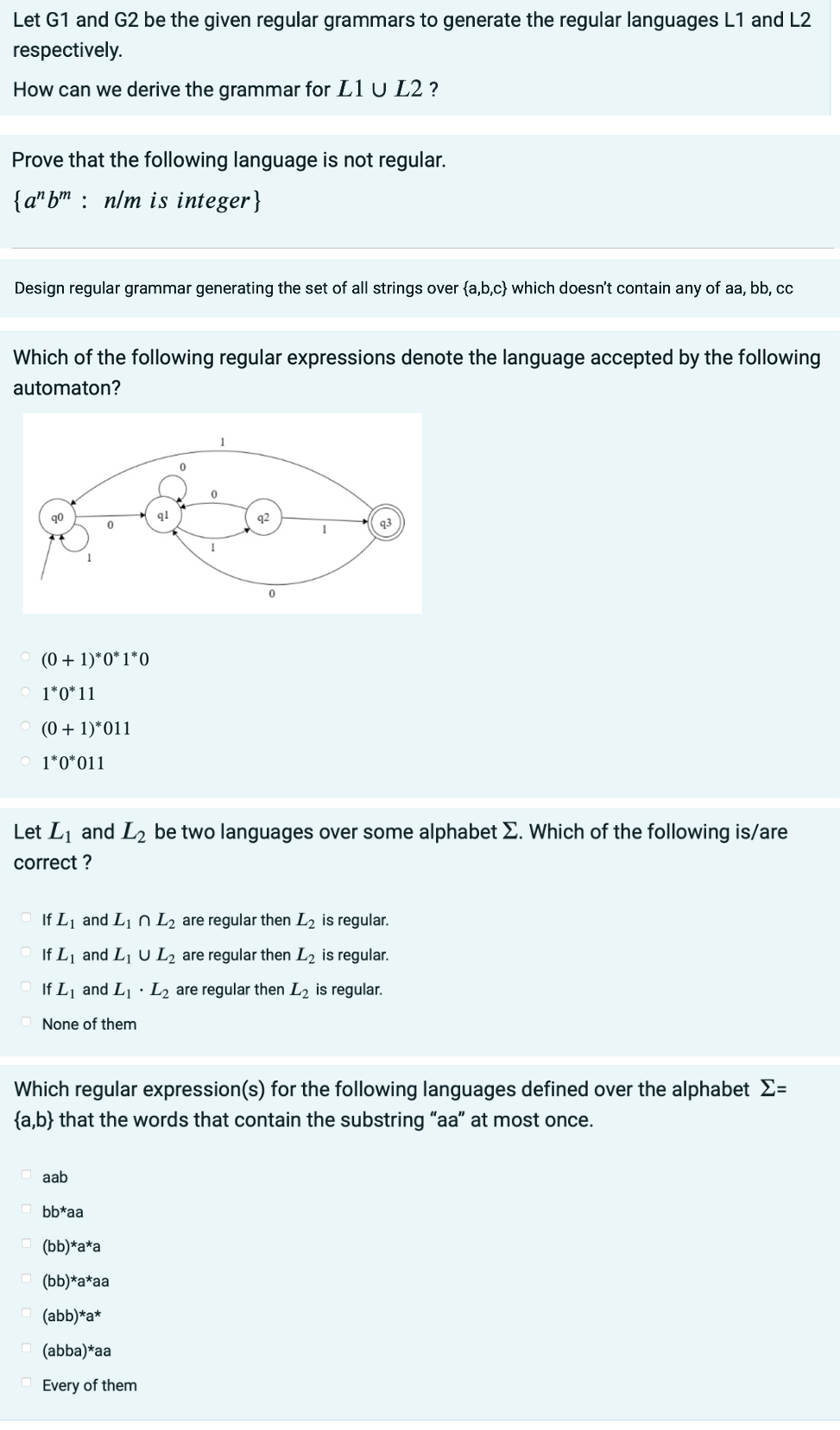 Solved course: Automata and formal Languges | Chegg.com