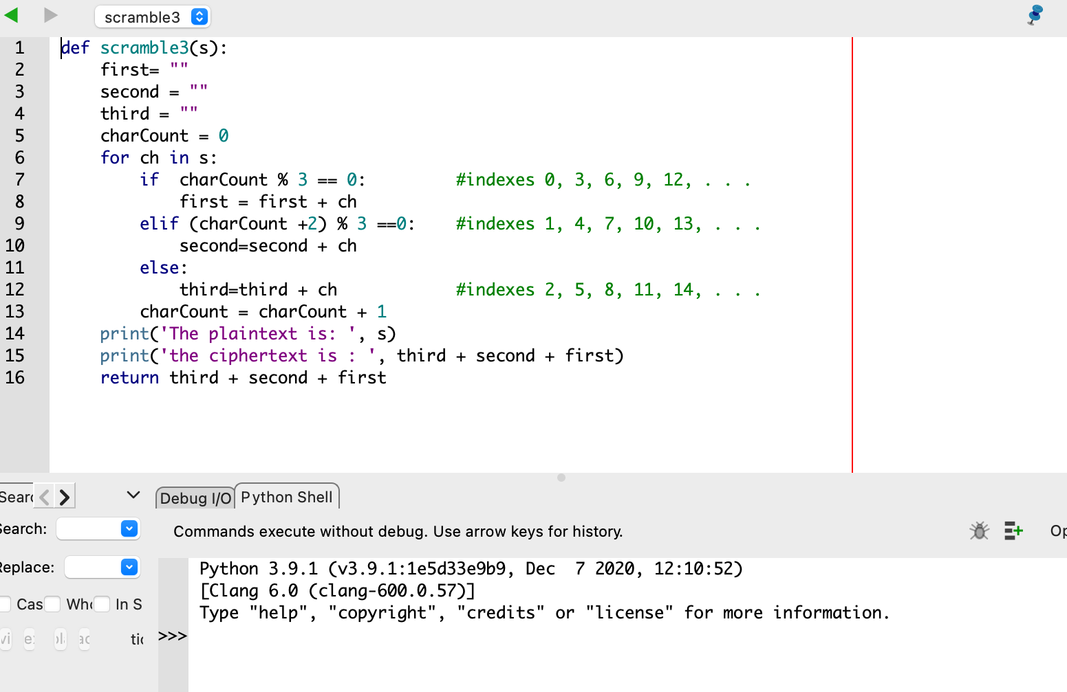 Solved PYTHON Add a function scramble3Decrypt(plaintext) | Chegg.com
