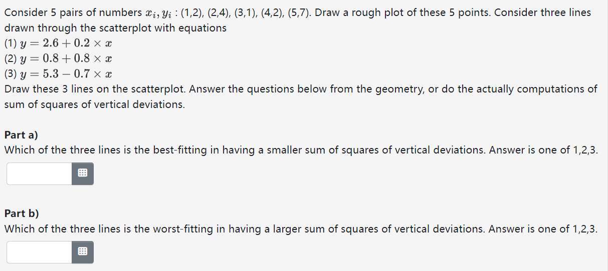 Solved Consider 5 pairs of numbers | Chegg.com
