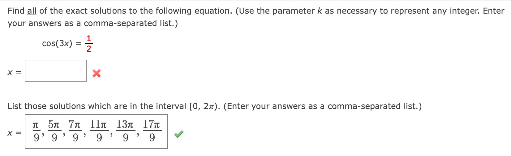 Solved Find all of the exact solutions to the following | Chegg.com