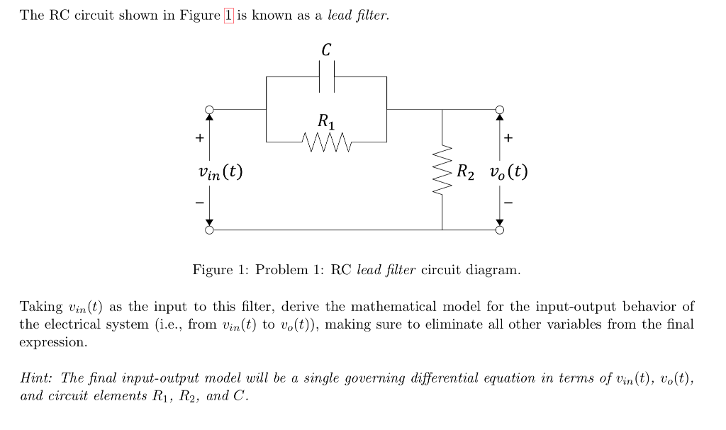 Solved The RC circuit shown in Figure is known as a lead | Chegg.com